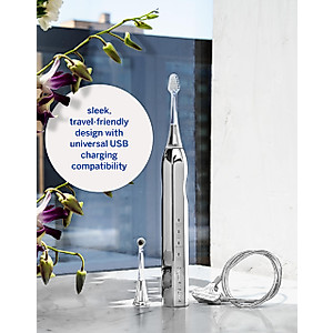 Supersmile Zina45 Deluxe Sonic Pulse Electric Toothbrush, Rechargeable Whitening Tooth Brush, Silver