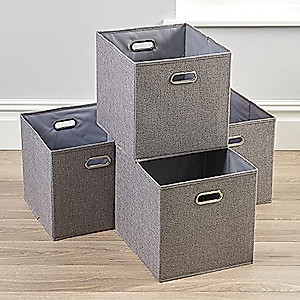 Home Source Grey Linen Storage Cube 4pc
