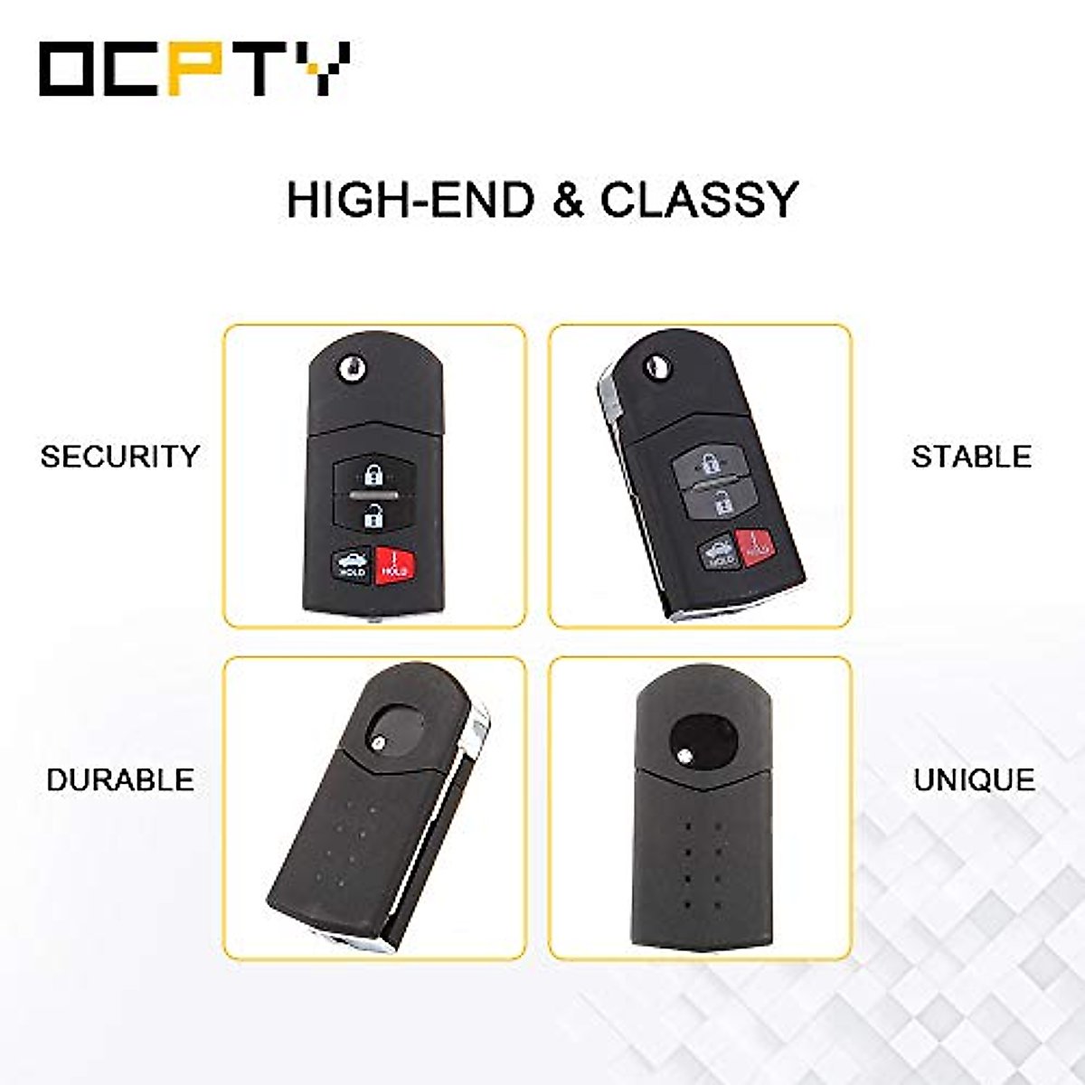 OCPTY 1 X Flip Key Entry Remote Control Key Fob Transmitter Replacement for 2005-2015 for Mazda 3 6 MX-5 Miata CX-7 CX-9 RX-8 for Mazda 2 for Mazda 5 KPU41788 4238A-41525 -4 Buttons 315Mhz