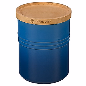 Le Creuset Stoneware Canister with Wood Lid, 2.5 qt. (5.5" diameter), Marseille