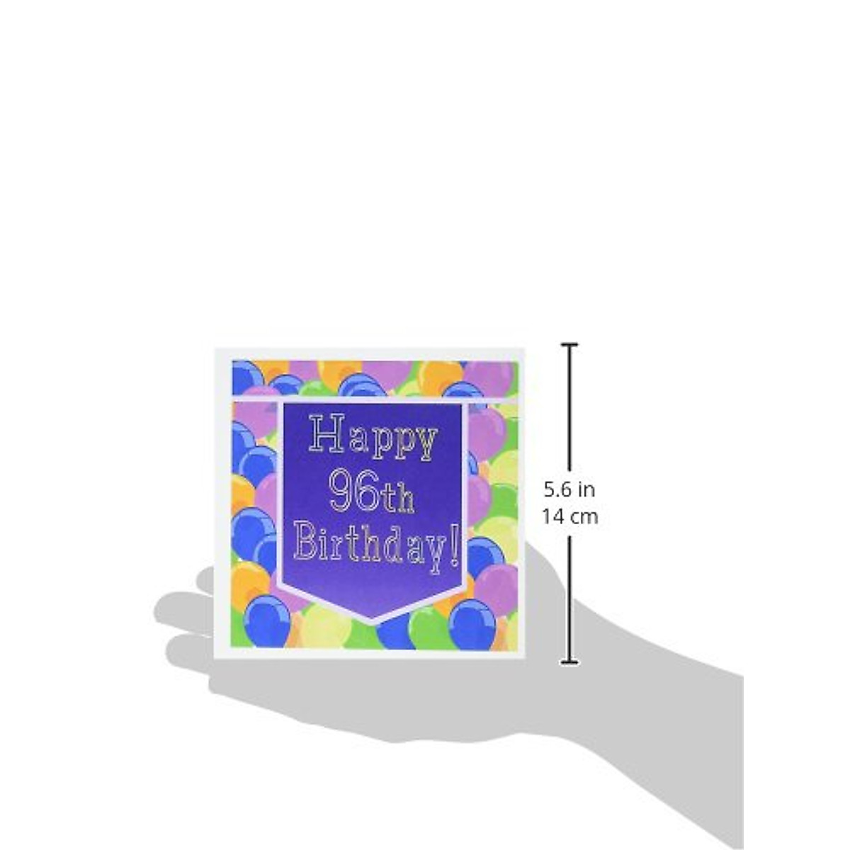 Balloons with Purple Banner Happy 96th Birthday - Greeting Card, 6 x 6 inches, single (gc_174860_5)