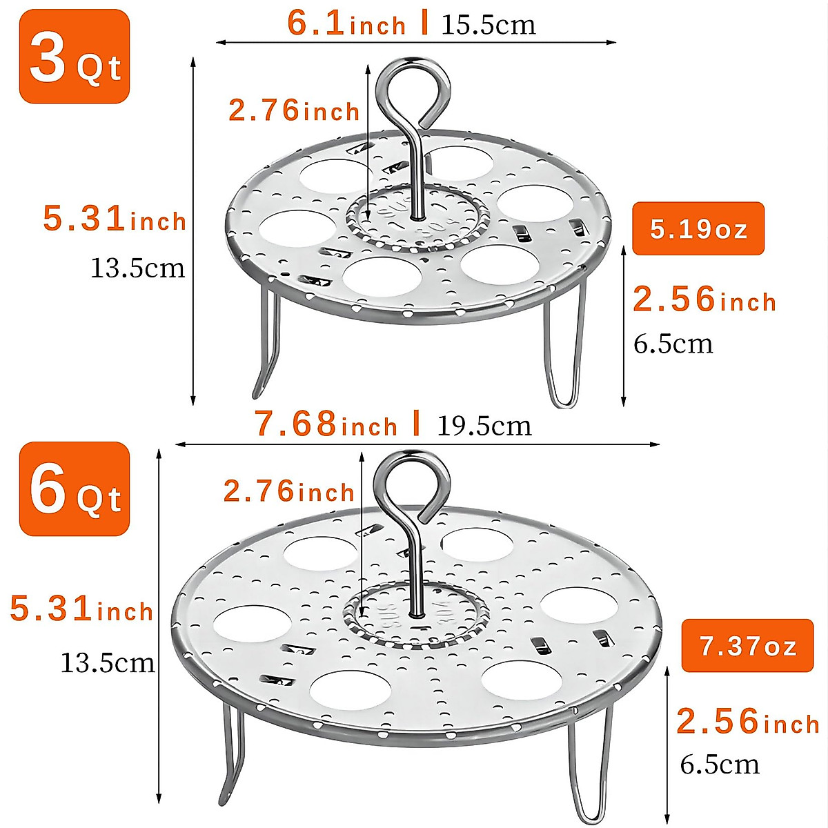 Egg Steam Rack Multipurpose Trivet for Instant Pot Accessories Fit 6,8 Qt Pressure Cooker, Stainless Steel Egg Cooker for Hard Boiled Eggs, Cook 14 Eggs, 2 Pack Stackable Steamer For Cooking Rack