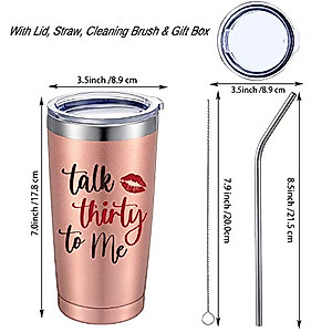 Funny 1993 30th Birthday Gift Talking Thirty to Me Travel Tumbler for Women, Dirty 30 Presents for Her, Daughter, Auntie, Wife, Girlfriend, 20 oz Mug Tumbler with Lid Straw Brush and Gift Box