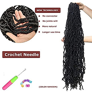 7 Packs Soft Locs 36 inch Goddess Locs Faux Locs Crochet Hair for Black Women Whole Strand Pre-looped Long New Locs Crochet Natural Black Locs Curly Braiding Hair Extension