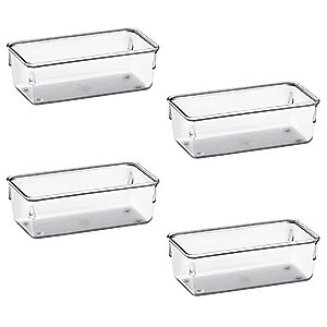 Acrimet Desk Drawer Organizer Box Tray Storage Bins Modular Divider for Home, Kitchen, Office and Storage (Clear Crystal Plastic) (4 Pack - 6.25" x 3.13" x 2.13")