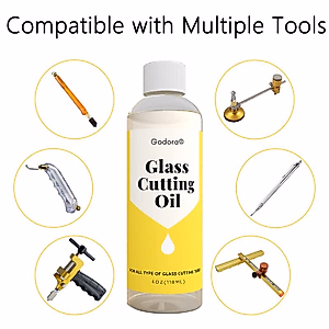 Glass Cutting Oil, Suitable for All Glass Cutting Tools, 4 Ounces Glass Cutter Oil is Used for Cutting Glass, Stained Glass, Glass Bottles, Tiles and Mirrors