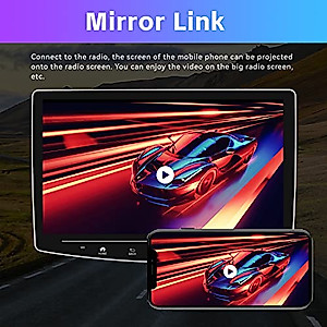 Android 11 Single Din Car Stereo 10 inch Rotatable Angle Screen Touch Screen Android Head Unit Support GPS Navigation FM RDS Bluetooth HiFi WiFi USB Mirror Link + Backup Camera&MIC