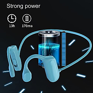 Wharick Wireless Bone Conduction Headphones,Bluetooth-Compatible 5.0 Earphone Ear Hook Bone Conduction Waterproof Wireless Sports Headphone for Workouts Running Light Blue