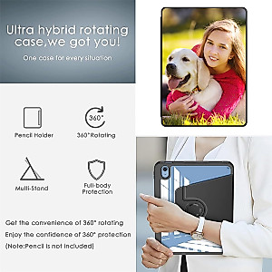 Custom 360 Degree Rotate Stand Shockproof Photo Logo Text Personalized Design Case with Clear Back Smart Sleep/Wake Tablet Cover/Pencil Holder for Apple iPad Mini 8.3 Inch(6th Gen 2021)