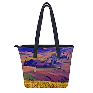 Sunflower Field Women's Tote Bag PU Leather Shoulder Bag Handbags Purse For Work Shopping Travel