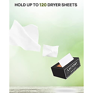 Dryer Sheet Holder Dispenser Container, Space Saving Laundry Room Organization and Storage, Farmhouse Laundry Dryer Sheets Holder for Laundry Room Decor, Fabric Softener Dispenser Laundry Containers for Organizing, Black