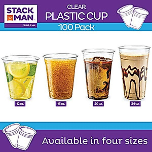 Crystal Clear Disposable Plastic Cups PET [100 Pack - 16 oz.]
