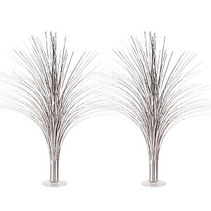 Beistle 2 Piece Plastic Metallic Silver Spray Centerpieces For Happy New Year Decorations, Awards Night Tableware, Birthday Party Supplies, 19"