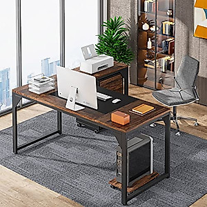 Tribesigns 63" L-Shaped Computer Desk with Mobile File Cabinet, Large Executive Office Desk with 3-Drawer Vertical Filing Cabinet, Business Furniture Sets for Home Office