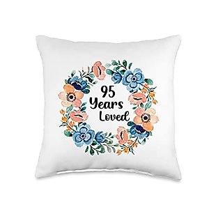 Men Women 95th Birthday Gift Loved Mom Grandma 95 Years Old 95th Birthday Throw Pillow, 16x16, Multicolor
