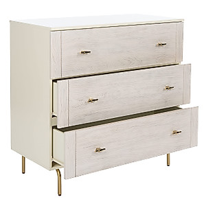 SAFAVIEH Home Collection Genevieve Cream/White Washed 3-Drawer Storage Living Room Bedroom Chest Dresser DRS5000E, 0