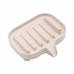Sihuuu Soap Dish, Soap Saver Holder Soap Tray for Bathroom Shower Easy Cleaning, Dry, Stop Mushy Soap (Beige, Plastic)