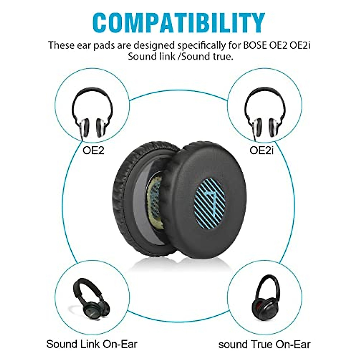 Replacement Ear Pads Cushion Earpads Kit On-Ear Headphones Soft Foam Pad for Bose OE2 OE2i Sound Link /Sound True