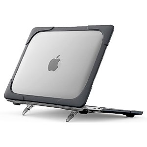 ProCase for MacBook Pro 13 Inch 2023 M2, 2022 2020 M1 A2338/ A2289/ A2251, Heavy Duty Hard Shell Case with Dual Layer Protective Cover and Kickstand for MacBook Pro 13-inch -Black