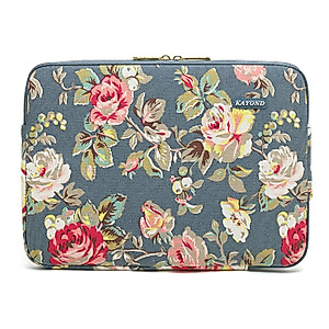 kayond Water-Resistant Canvas 13.3 Inch Laptop Sleeve-Blue Water Hyacinth