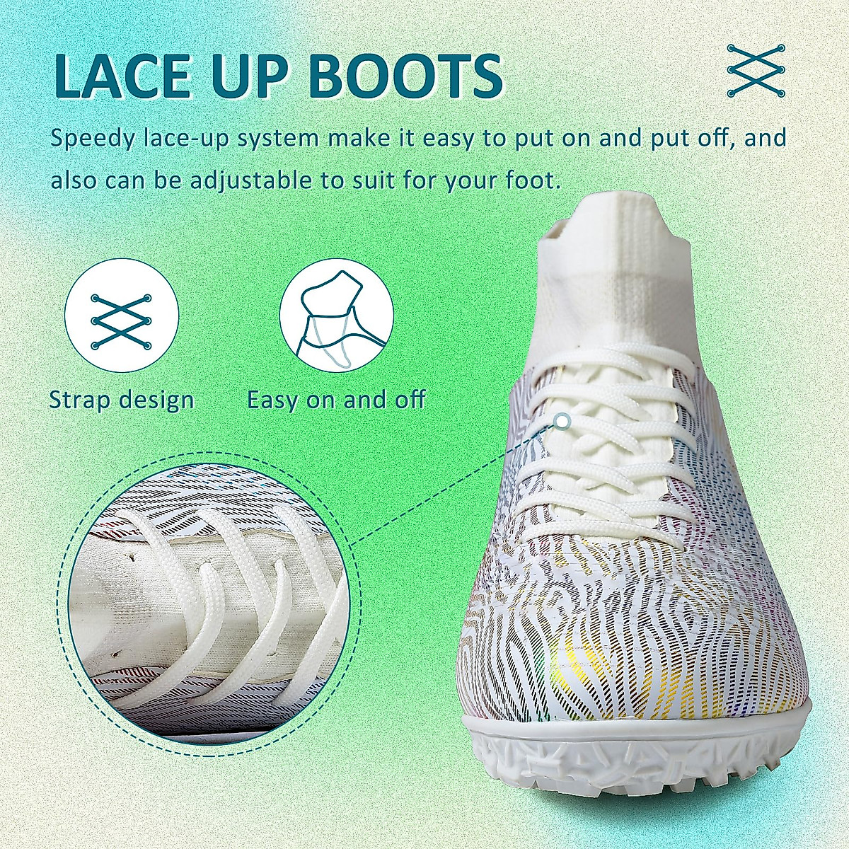 Indoor Soccer Shoes Mens Soccer Cleats Women Football CleatsTurf Soccer Shoes Men High Top Football Boots Tacos de Futbol para Hombre Zapatos de Futbol para Hombres Futsal Shoes High Top Shoes TF