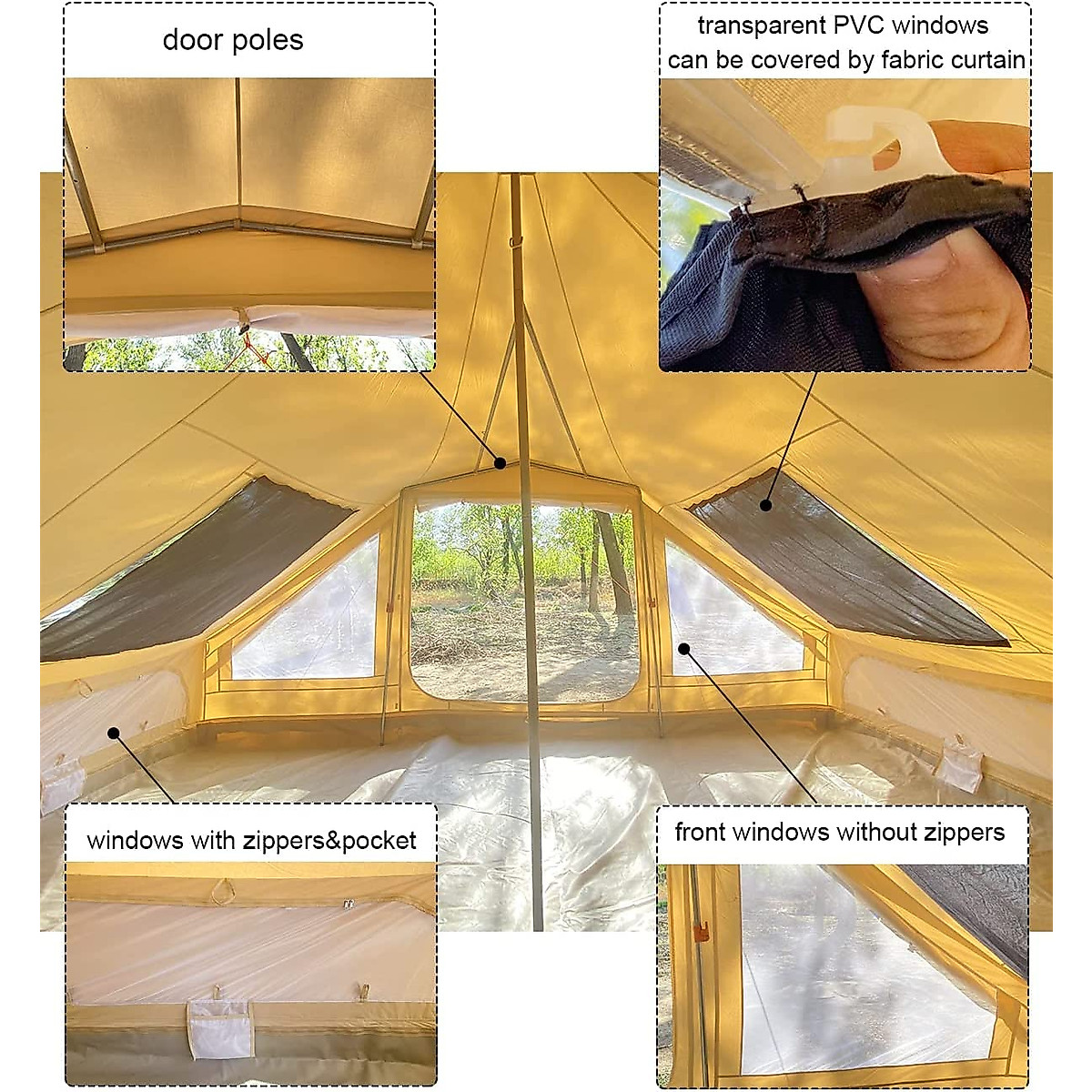WINTENT Star Gazing Tent 4 Season Canvas Glamping Yurt Tent with Wood Stove Hole and Skylight for 6-8 Person Camping Hunting