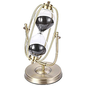 Large Hourglass 60 Minute Vintage Brass Black Sand Timer,360° Rotating Gold 60 Min Sand Clock Watch,Reloj De Arena Decoracion,Unique Antique Metal 1 Hour Glass Sandglass Home Desk Office Decor Gift