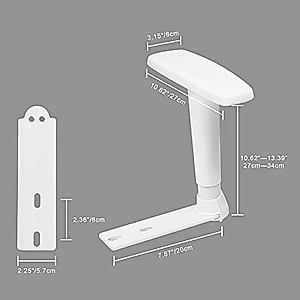 Yoogu Adjustable Arms Armrest Pair Up Right Bracket Replacement with Pads Fits Most Home Office Gaming Chairs (2 Holes)