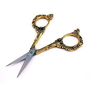 Yueton Vintage Europea Style Plum Blossom Needlework Embroidery Scissors (Gold)
