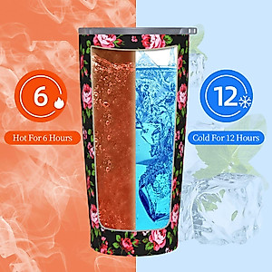 Yaxongx 20oz Tumbler Vibrant Moonflower Double Wall Vacuum Insulated Coffee Mug with Lid and Metal Straw Brush Reusable Stainless Steel Water Bottle Travel Cup Gifts for Car Ice Drinks Hot Beverage