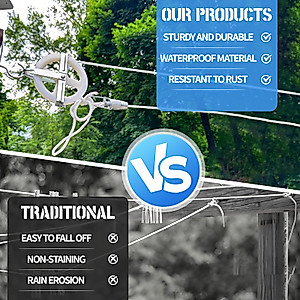 Clothes Line Outdoors, Clothes Line Pulley Kit Include 164ft Polyester Clothes Line Ropes, Clothesline Pulley, Clothesline S-Separators, Clothesline Tightener and Clothespins