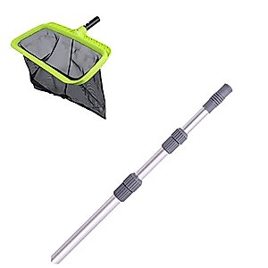 Sepetrel Reinforced Frame Pool Leaf Skimmer and Professional 12 Foot Telescoping Pole