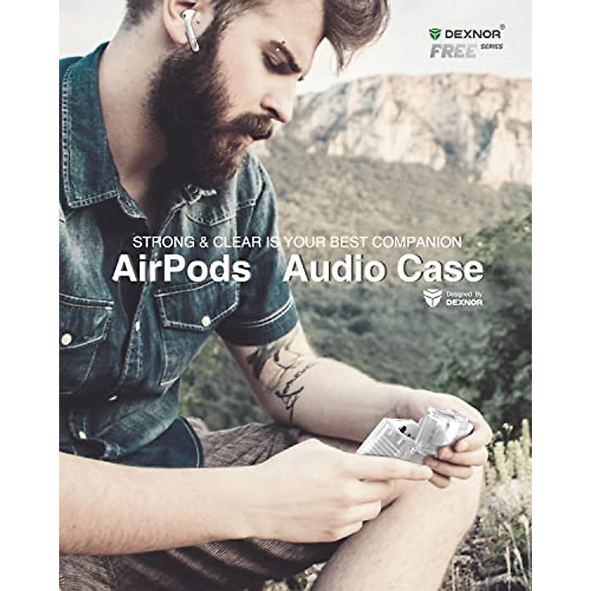 Dexnor Compatible with Airpods 1&2 Case, Clear Hard 2-Peice AirPods 1st(2016) & AirPods 2nd(2019) Generation Case with Keychain Clip for Boys Girls Women Men[LED Visible Support Wireless Charging]