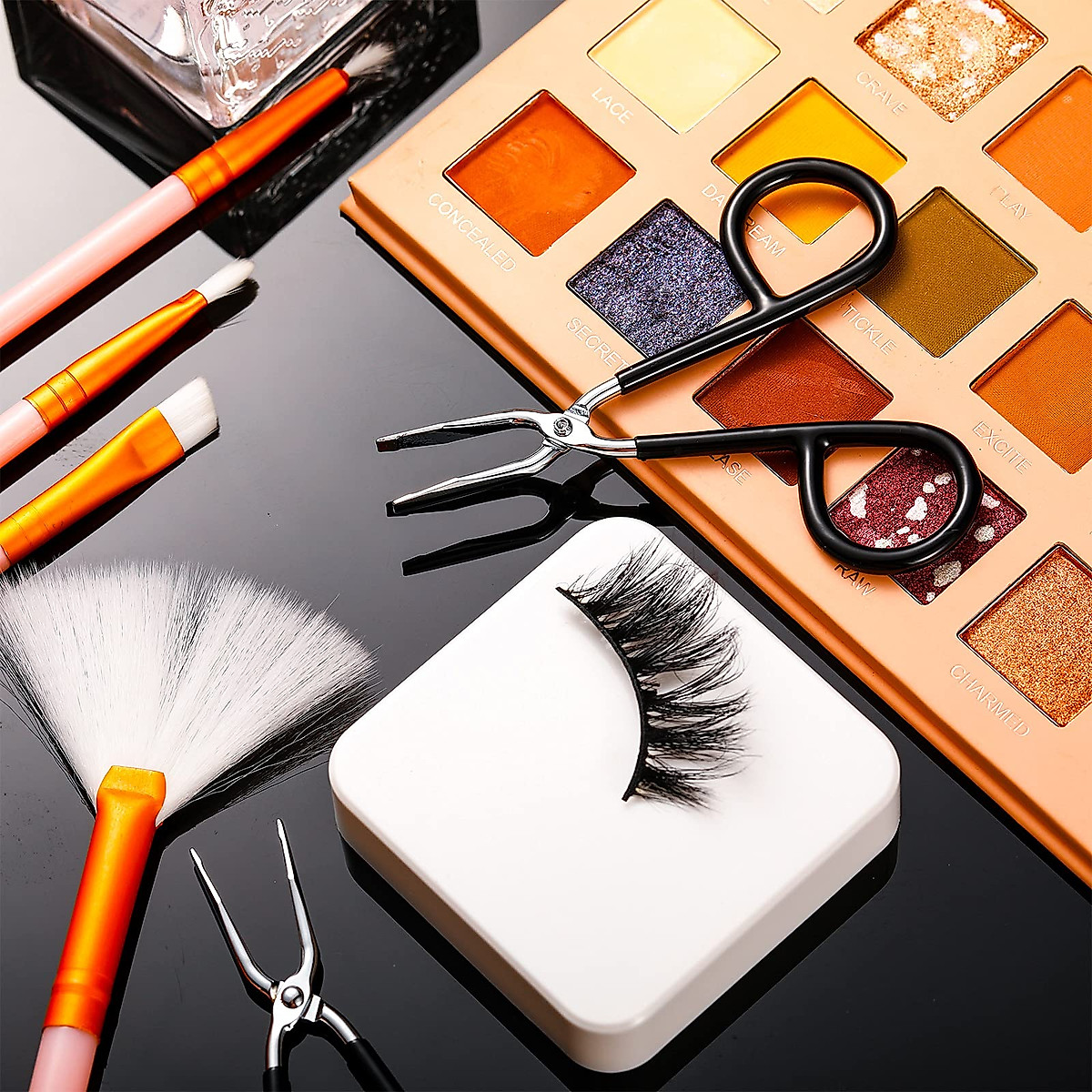 6 Pieces Tweezers Scissor Handle Straight Tip Scissor Shaped Eyebrows Tweezers for Hair Plucker Remover Facial Hair Eyebrows Care (Black)