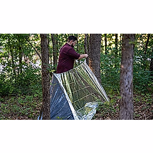 SharpSurvival Shack Emergency Survival Shelter Tent - 2 Person Mylar Tube Tent - Lightweight 8' x 5' All Weather Waterproof Shelter Conserves Heat - Reflective Tents for Camping/Hiking and more