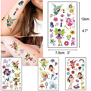 Yarlilyan 100+ Fairy Glitter Tattoos for Girls, Children Birthday Party Favor Temporary Tattoo Sticker, Magic Fantasy Butterfly Flower Pink Fake Waterproof tattoo on kids Body Hand Arm Face 10 Sheets