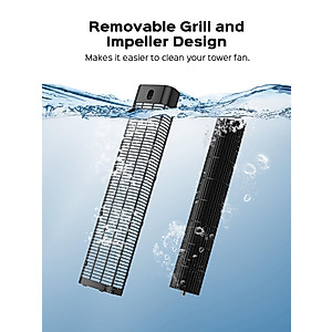 Ezify Tower Fan for Bedroom 40 Inch, 25ft/s Velocity Floor Fan, 30dB Quiet Standing Fan, 90° Oscillating Fan, 6 Speeds, 4 Modes, 12H Timer, Cooling Fan with Remote for Home Living Room Office, Black