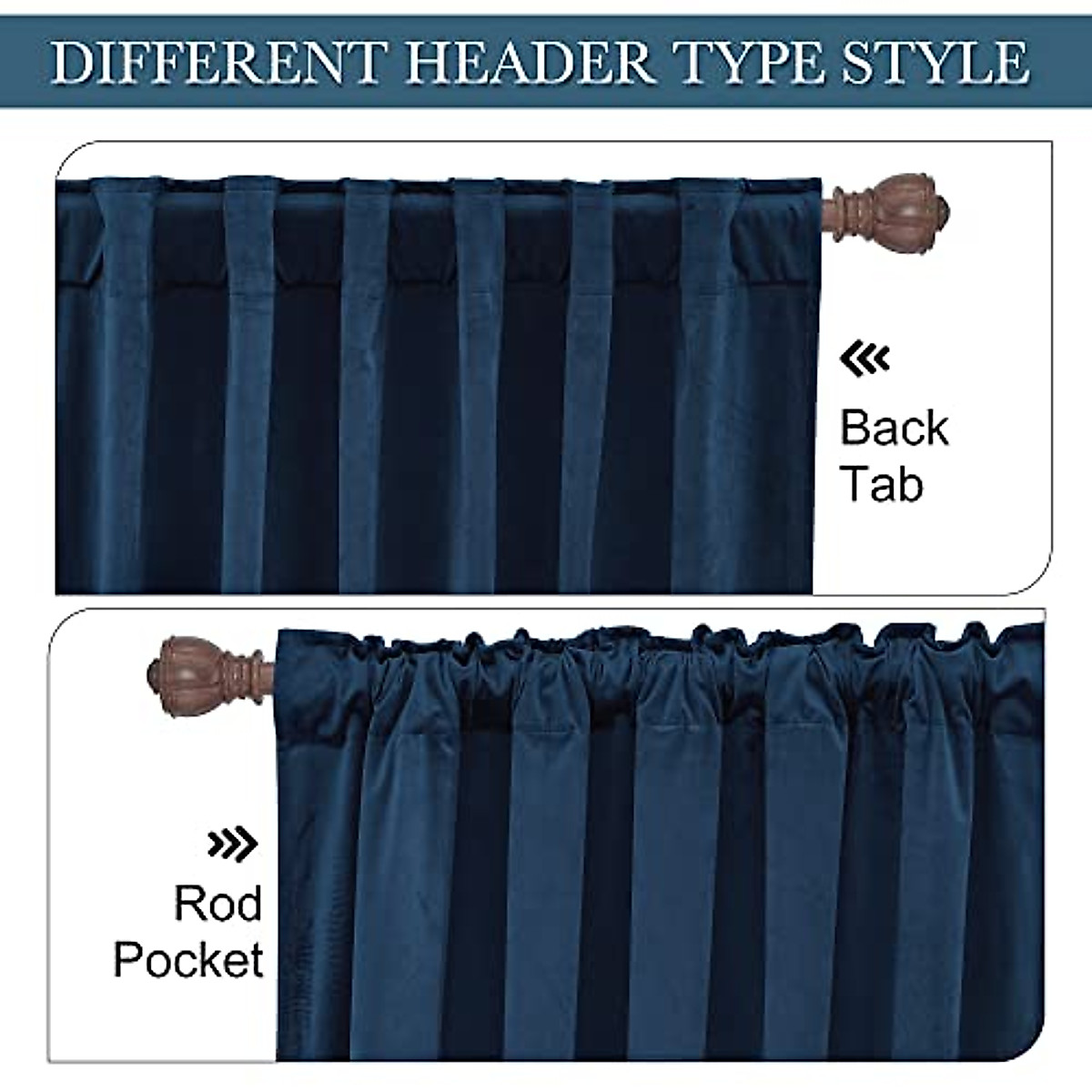 RYB HOME Blue Velvet Curtains 84 inches- Blackout Curtains for Living Room, Thermal Insulated Noise Reducing Panels Soft Luxury Window Decor for Kids Bedroom, Navy Blue, W52 x L84 inches, 2 Panels