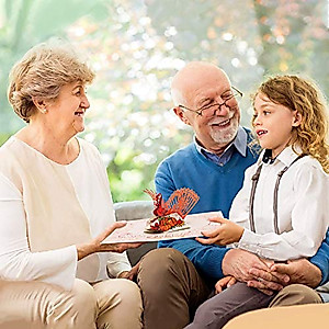 Oritouchpop Thanksgiving Turkey Pop Up Card - Handmade 3D Give Thanks Card, Happy Thanksgiving gift, Fall Thank You Card, Fall Greeting Card For Boy Girl Children Mom, Dad, Grandma, Grandpa