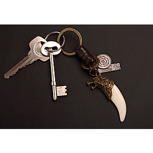 AuPra Fang KeyChain Gift Women & Men Leather Wolf KeyRing Home Car Door Keys Holder Ladies Tooth Present