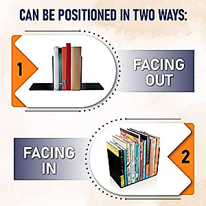 Acrylic Bookends, 2 Pairs of Clear Invisible Book Ends for Shelves, 4mm Heavy Duty Non Skid Book Holders for Books, Movies, DVDs, CDs, Video Games. Book Stopper for Home, Office, Library (Black)