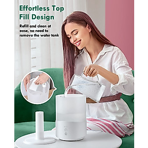 Fresnwel Cool Mist Humidifier, 4L Top Fill 7-Color Night Lights Bedroom Office, 2-in-1 Essential Oil Diffuser Baby Kids Nursery, Humidifier Adjustable Mist Mode, Auto Shut Off, White (NARF_42939)