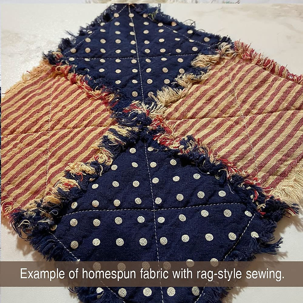 Americana Navy Blue Polka Dot Homespun Cotton Fabric by JCS - Sold by The Yard