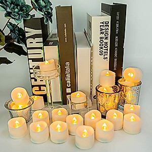 Beichi 24pcs Amber Yellow LED Tealight Candles, Over 150 Hours of Light-time, Battery Operated Realistic Tea Lights, Flickering Bright Tealights, Ideal for Valentine's Day, Mother's Day and Birthday