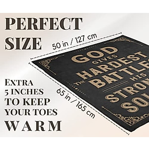 InnoBeta Get Well Gifts for Women, Men, Surgery Gifts for Friends with Cancer, Chemo Patients, Flannel Throw Blanket - 50"x 65", God Gives The Hardest Battles to His Strongest Soldiers