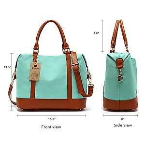 Bluboon Women Ladies Canvas Weekender Bag Overnight Carry-on Tote Duffel in Trolley Handle (MintGreen)