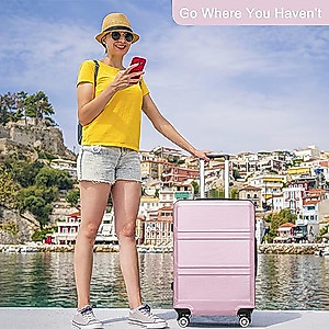 KONO 28 Inch Luggage Suitcase Lightweight with Spinner Wheels TSA Lock Hardside Large Checked Luggage Durable Rolling Suitcase Pink