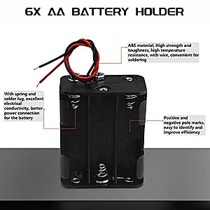 WMYCONGCONG 5 Pack 6 x 1.5V AA Battery Holder with Connector and Hard Plastic Housing T Type Wire (6AA)