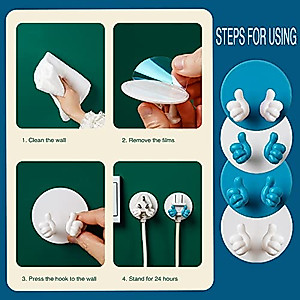 ASWANKA Utility Wall Hooks, Plug Storage Hooks, Damage Free Adhesive Wall Hooks for Hanging, Wall Hangers Without Nails for Hanging in Living Spaces, Kitchen, Bathroom, 6pcs Mixed