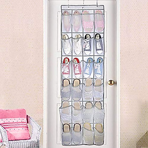 Isabelvictoria 24 Large Mesh Pockets Non-Woven Hanging Storage Bag Behind Doors Space Saving Shoes Rack Household Accessories
